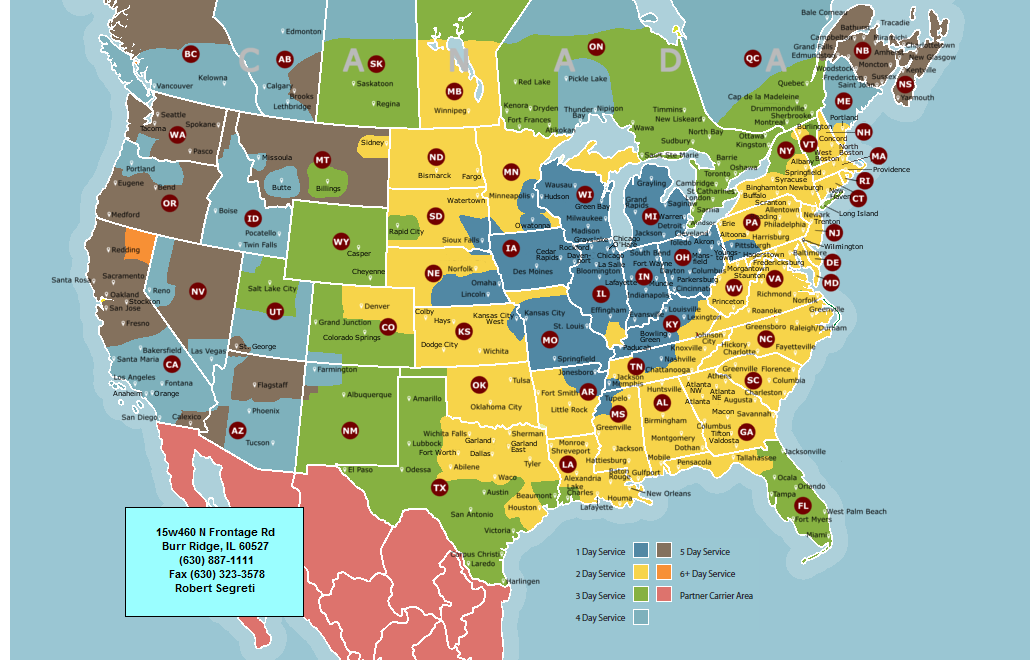 Inbound Service Coverage - State: IL - Terminal: CGO