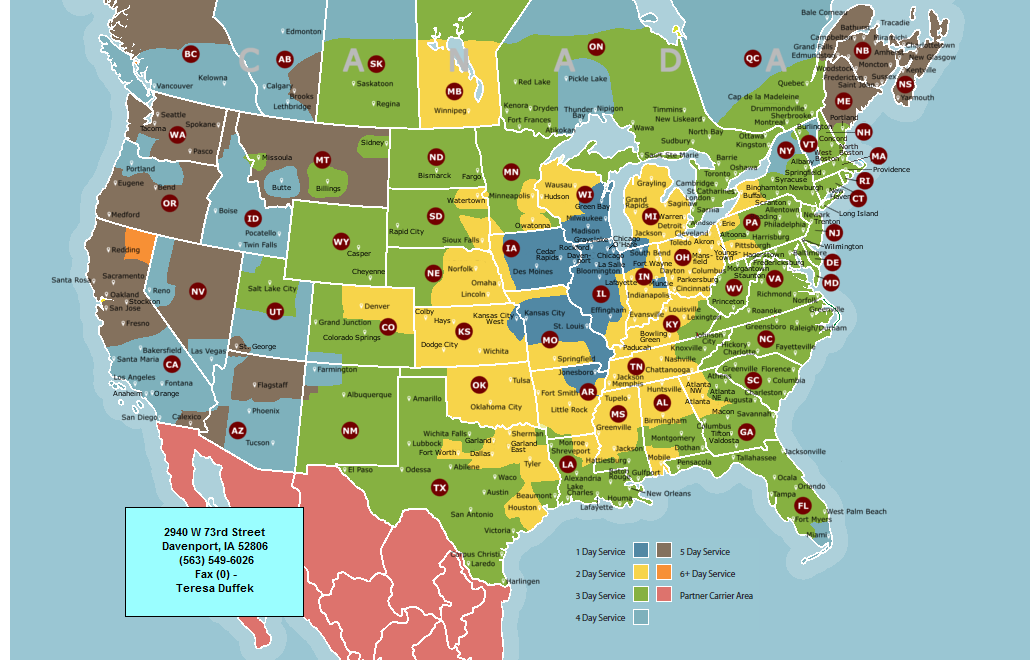 Outbound Service Coverage - State: IA - Terminal: DIA
